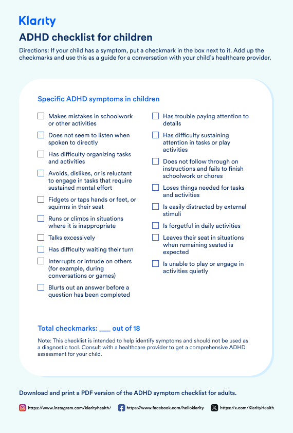 ADHD Symptoms Checklist — Understanding The Signs